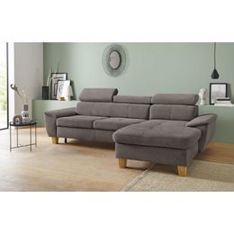 Ecksofa exxpo - SOFA FASHION "Enya, aufwendige Detailverarbeitung, hoher Sitzkomfort, bequem, L-Form", braun, B:280cm H:79cm T:167cm, Luxus-Microfaser Vintageoptik (100% Polyester);Webvelours (92% Polyester, 8% Nylon), Sofas, Ecksofa, inkl. Kopfteilverstellung, wahlweise mit Bettfunktion und Bettkasten