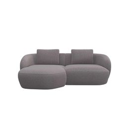 Wohnlandschaft FLEXLUX "Torino, rund, L-Form, Sofa-Ecke mit Recamiere, Longchair-Sofa", braun (latte), B:217cm H:85cm T:146cm, 100% Polyester, Sofas, Wohnlandschaft, Modernes, organisches Sofa-Design, Kaltschaum, Wellenunterfederung