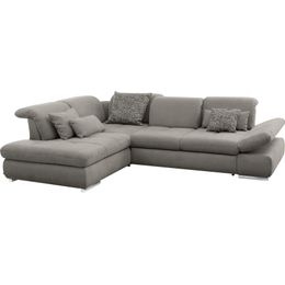 Ecksofa "SO 4100 mit komfortablen Federkern und Kopfteilverstellung", grau (grau 10), B:291cm H:80cm T:226cm, SET ONE BY Musterring, Sofas, Ecksofa, wahlweise mit Bettfunktion und Sitztiefenverstellung, L-Form