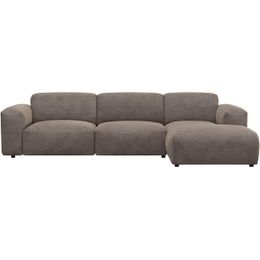 Ecksofa FLEXLUX "Lucera bequem und komfortabel durch hochwertigen Sitzaufbau, L.Form", braun (taupe braun), B:284cm H:73cm T:171cm, 85% Polyester/15%Polyamide, Sofas, Ecksofa, modern & anschmiegsam, Kaltschaum, Stahl-Wellenunterfederung