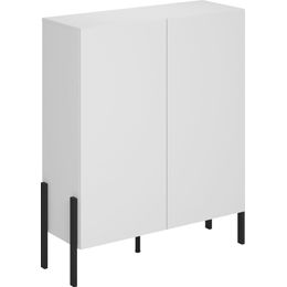 Kommode Inosign "Jukon, Breite 110 cm, moderne grifflose Hochschrank, 2Türen" Sideboards Gr. B/H/T: 110 cm x 135 cm x 40 cm, weiss matt, weiß (weiß matt) Highboard mit viel Stauraum, push-to-open-Funktion