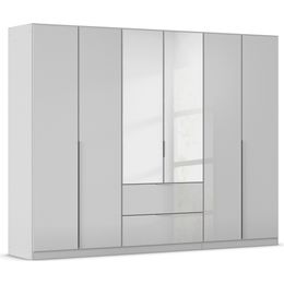 Drehtürenschrank Rauch "Kleiderschrank Kleiderschränke Schrank Garderobe AGORDO mit Glasfront" Schränke Gr. B/H/T: 271 cm x 210 cm x 54 cm, 6 St., grau (seidengrau, glas seidengrau) mit Außenschubkästen, in 6 Breiten und 2 Höhen MADE IN GERMANY