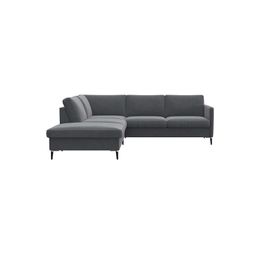 Ecksofa FLEXLUX "Fiore, L-Form", grau (soft grau), B:234cm H:85cm T:225cm, 100% Polyester, Sofas, Ecksofa, schmale Armlehnen, F&uuml;&szlig;e Alu/schwarz, B/T 234/225cm, Kaltschaum im Sitz