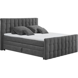 Boxspringbett ED EXCITING DESIGN "Mendoza", grau (anthrazit), B:183cm L:222cm, 95% Polyester, 5% Polyamide, Komplettbetten, inkl. Bettkasten, erhältlich in den Breiten 160cm & 180cm