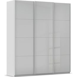 Schwebetürenschrank Rauch "Kleiderschrank Schrank Garderobe AGORDO mit Glasfront" Schränke Gr. B/H/T: 203 cm x 229 cm x 62 cm, 3 St., grau (seidengrau, glas seidengrau) durchdachte Innenausstattung, in 4 Breiten und 2 Höhen MADE IN GERMANY