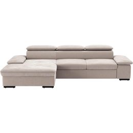 Sit & More Ecksofa SIT & MORE "Alcudia L-Form", grau (elefant), B:286cm H:73cm T:174cm, 100% Polyester, Sofas, Ecksofa, wahlweise mit Bettfunktion