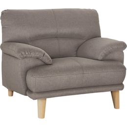 Sessel Trendmanufaktur "Cecilia, Loungesessel, italienisches Design, bequeme Armlehnen", braun (tan), B:112cm H:87cm T:90cm, Sessel, Sessel, aufwendige R&uuml;ckenverarbeitung f&uuml;r hohen Sitzkomfort, Holzfu&szlig;