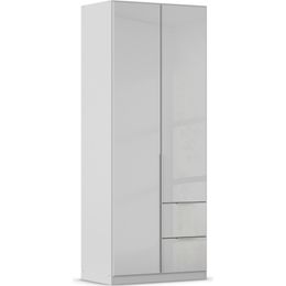 Drehtürenschrank Rauch "Kleiderschrank Kleiderschränke Schrank Garderobe AGORDO mit Glasfront" Schränke Gr. B/H/T: 91 cm x 229 cm x 54 cm, 2 St., grau (seidengrau, glas seidengrau) mit Außenschubkästen, in 6 Breiten und 2 Höhen MADE IN GERMANY