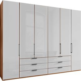 Falttürenschrank Wiemann "Monaco mit hochwertige Beschläge inkl. Schubladendämpfung" Schränke Gr. B/H/T: 295,3 cm x 216 cm x 58 cm, 6 St., braun (bianco, eiche, nachbildung, glas weiß) Drehtürenschrank Kleiderschrank unempfindlichen Glasfront, Made in Germany