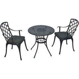 Garten-Essgruppe Merxx "»Rhodos«", grau (graphit, graphit, graphit), Aluminium, Sitzmöbel-Sets, Tisch: Øx H: 70x70 cm