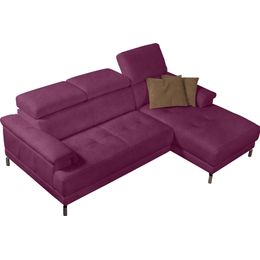 Ecksofa Egoitaliano "Soul, Design und Sitzkomfort auf hohem Niveau, tolle Details, L-Form", pink (fuchsia), B:250cm H:99cm T:166cm, Sofas, Ecksofa, mit Recamiere, inkl. Kopfteilverstellung