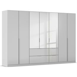 Drehtürenschrank Rauch "Kleiderschrank Kleiderschränke Schrank Garderobe AGORDO mit Glasfront" Schränke Gr. B/H/T: 315 cm x 210 cm x 54 cm, 7 St., grau (seidengrau, glas seidengrau) mit Außenschubkästen, in 6 Breiten und 2 Höhen MADE IN GERMANY