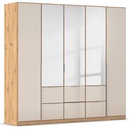 Drehtürenschrank Rauch "Kleiderschrank Kleiderschränke Schrank Garderobe AGORDO mit Glasfront" Schränke Gr. B/H/T: 226 cm x 210 cm x 54 cm, 5 St., beige (eiche artisan, glas champagner) mit Außenschubkästen, in 6 Breiten und 2 Höhen MADE IN GERMANY