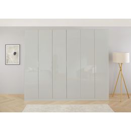 Drehtürenschrank Rauch "Kleiderschrank Schrank Garderobe KOLUNA mit hochwertiger Glasfront" Schränke Gr. B/H/T: 271 cm x 229 cm x 54 cm, 6 St., grau (seidengrau, glas seidengrau) inkl. 2 Innenschubladen sowie extra Einlegeböden MADE IN GERMANY