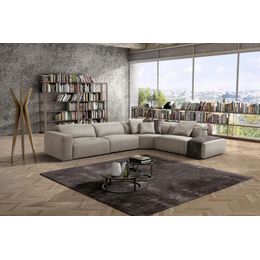 Ecksofa Egoitaliano "Beverly, extravangantes Designsofa mit erstklassigem Sitzkomfort", grau (opal grau), B:378cm H:95cm T:282cm, Luxus-Micofaser Lederoptik (100% Polyester) ist ein neues technisches Gewebe mit einem visuellen und taktilen Aspekt, der dem Nubuk sehr nahe kommt, mit innovativen Eigenschaften. Seine au&szlig;erordentliche Weichheit kommt von einem exklusiven Produktionsprozess, der Unrein