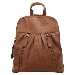 Cityrucksack CLUTY Gr. B/H/T: 28 cm x 24 cm x 8 cm, braun (cognac) Rucksäcke echt Leder