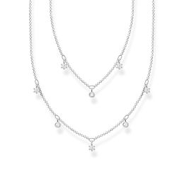 Kette mit Anhänger Thomas Sabo "doppel weiße Steine silber, KE2072-051-14-L45V" Halsketten Gr. 45, Silber 925 (Sterlingsilber), bunt (silberfarben, weiß) Damen mit Zirkonia (synth.)