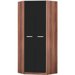 Eckkleiderschrank Priess "Barcelona Kleiderschrank Ecklösung Raumwunder" Schränke Gr. B/H/T: 78cm x 193cm x 78cm, Tiefe Seitenteil 36cm, ohne Beleuchtung, schwarz (nussbaumfarben/schwarz) in 2 Tiefen Schrank Eckschrank Garderobe