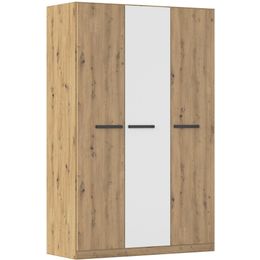 Drehtürenschrank Rauch "Kleiderschrank Schrank Garderobe Garderobenschrank Stauraumwunder MODI" Schränke Gr. B/H/T: 136 cm x 210 cm x 54 cm, Ohne Spiegel, weiß (eiche artisan, weiß) inkl. Stoff-Organizer mit 6 Fächern optionaler Spiegel MADE IN GERMANY