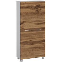 Midischrank Welltime "Trento, verschiedene Ausführungen und Farben" Schränke Gr. B/H/T: 60 cm x 130 cm x 27 cm, 2 St., braun (wotaneiche) Badmöbel, Badschrank, 60 cm breit, 2 Türen, viel Stauraum