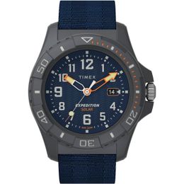 Solaruhr Timex "FREEDIVE" Armbanduhren blau Herren Armbanduhr, Herrenuhr, Datum, Leuchtzeiger, Mineralglas, analog