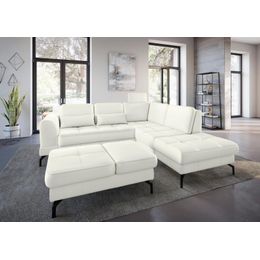 Sit & More Ecksofa SIT & MORE "Bendigo L-Form", wei&szlig; (altwei&szlig;), B:258cm H:87cm T:226cm, Sofas, Ecksofa, inklusive Sitztiefenverstellung, Bodenfreiheit 15 cm, in 2 Fu&szlig;farben