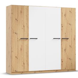 Drehtürenschrank Rauch "Kleiderschrank Schrank Garderobe Garderobenschrank Stauraumwunder MODI" Schränke Gr. B/H/T: 226 cm x 210 cm x 54 cm, Ohne Spiegel, weiß (eiche artisan, weiß) inkl. Stoff-Organizer mit 6 Fächern optionaler Spiegel MADE IN GERMANY