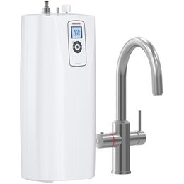 Stiebel Eltron Untertisch-Trinkwassersystem "Kochendwassergerät HOT 2.6 N Premium + 3in1 b gebürstet" Wasserbereitergeräte Set mit Heißwassergerät und speziellem Wasserhahn für die Küche weiß