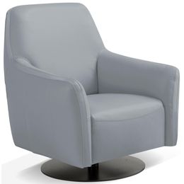 Sessel Egoitaliano "Felicity Drehsessel mit Wippfunktion, kompakt und bequem, Loungesessel", blau (himmelblau), B:77cm H:88cm T:85cm, Leder NUVOLE (Echtes Rindsleder). Halbnat&uuml;rliches, halbnarbiges Rindsleder mit einer nat&uuml;rlichen K&ouml;rnung von 1, 2 bis 1, 4 mm. Dieses Leder hat eine weiche, wachsartige Haptik mit mattem Aussehen und einem Wolkeneffekt. Es handelt sich um ein Naturleder, das die urs