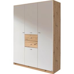 Drehtürenschrank Rauch "Landsberg" Schränke Gr. B/H/T: 136 cm x 197 cm x 54 cm, 4 St., weiß (eiche artisan, weiß) mit praktischen Türen und Schubkästen