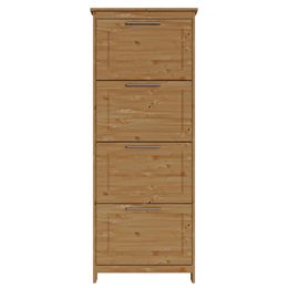 Schuhkipper Home Affaire "Lukas" Sideboards Gr. B/H/T: 60 cm x 154 cm x 19 cm, Mit 4 Klappen, beige (natur) Aus massiver Kiefer, dekorative Fräsungen