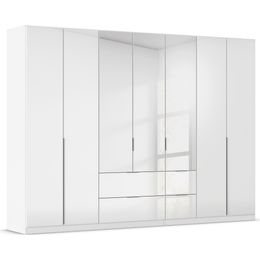 Drehtürenschrank Rauch "Kleiderschrank Kleiderschränke Schrank Garderobe AGORDO mit Glasfront" Schränke Gr. B/H/T: 315 cm x 229 cm x 54 cm, 7 St., weiß (alpinweiß, glas kristallweiß) mit Außenschubkästen, in 6 Breiten und 2 Höhen MADE IN GERMANY