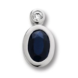 Ketten-Anhänger Vivance "0.02 ct Diamant Brillant Safir Anhänger aus 585 Weißgold" Schmuckanhänger Gr. 0.02 ct mit Diamant, Weißgold 585-Diamanten, silberfarben (silber) Damen Gold Schmuck