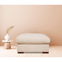 Polsterhocker Home Affaire "Coray", beige (sand), B:92cm H:47cm T:92cm, 100% Polyester, Hocker, Polsterhocker, mit Federn und Daunen