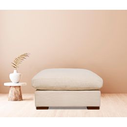 Polsterhocker Home Affaire "Coray" Hocker Gr. B/H/T: 92cm x 47cm x 92cm, Cord, beige (sand) mit Federn und Daunen