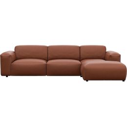 Ecksofa FLEXLUX "Lucera bequem und komfortabel durch hochwertigen Sitzaufbau, L.Form", braun (old chestnut braun), B:284cm H:73cm T:171cm, 100% Echteder, Sofas, Ecksofa, modern & anschmiegsam, Kaltschaum, Stahl-Wellenunterfederung