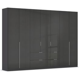 Drehtürenschrank Rauch "Kleiderschrank Schrank Garderobe AGORDO mit Dekor- oder Hochglanzfront" Schränke Gr. B/H/T: 315 cm x 229 cm x 54 cm, 7 St., grau (graumetallic, hochglanz effektgrau) mit Außenschubkästen, in 6 Breiten und 2 Höhen MADE IN GERMANY