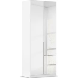 Drehtürenschrank Rauch "Kleiderschrank Kleiderschränke Schrank Garderobe AGORDO mit Glasfront" Schränke Gr. B/H/T: 91 cm x 229 cm x 54 cm, 2 St., weiß (alpinweiß, glas kristallweiß) mit Außenschubkästen, in 6 Breiten und 2 Höhen MADE IN GERMANY