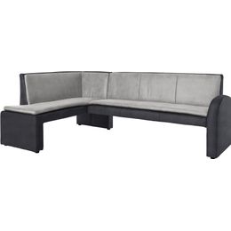 Eckbank exxpo - SOFA FASHION "Cortado, elegant und modern mit hohem Sitzkomfort" Sitzbänke Gr. B/H/T: 157cm x 89cm x 244cm, Kunstleder, langer Schenkel rechts, schwarz (schwarz/grau) hohe Bodenfreiheit, schöne Detailverarbeitung, wahlweise Lederbezug