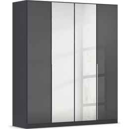 Drehtürenschrank Rauch "Kleiderschrank Kleiderschränke Schrank Garderobe AGORDO mit Glasfront" Schränke Gr. B/H/T: 181 cm x 210 cm x 54 cm, 4 St., grau (graumetallic) durchdachte Innenausstattung, in 6 Breiten und 2 Höhen MADE IN GERMANY