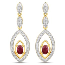 Paar Ohrhänger VIRA JEWELS "925-Sterling Silber vergoldet Glänzend Rubin rot" Ohrringe Gr. ONE-SIZE, 1,38 ct, Silber 925 (Sterlingsilber), gelb (gelb, rot) Damen