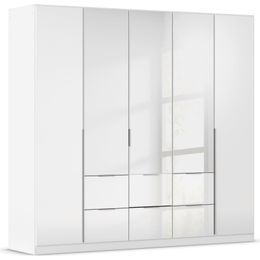 Drehtürenschrank Rauch "Kleiderschrank Kleiderschränke Schrank Garderobe AGORDO mit Glasfront" Schränke Gr. B/H/T: 226 cm x 210 cm x 54 cm, 5 St., weiß (alpinweiß, glas kristallweiß) mit Außenschubkästen, in 6 Breiten und 2 Höhen MADE IN GERMANY