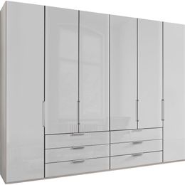 Falttürenschrank Wiemann "Monaco mit hochwertige Beschläge inkl. Schubladendämpfung" Schränke Gr. B/H/T: 295,3 cm x 236 cm x 58 cm, 6 St., weiß (weiß, glas weiß) Drehtürenschrank Kleiderschrank unempfindlichen Glasfront, Made in Germany