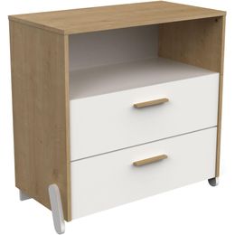 Nachtschrank Demeyere Group Schränke Gr. B/H/T: 73,0 cm x 73,9 cm x 39,6 cm, weiß (hamilton, mattweiß) Kommode 2 Schubladen 1 Niche