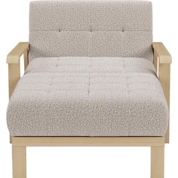 Sit & More Recamiere SIT & MORE "Billund", beige (linen), B:109cm H:88cm T:185cm, 100% Polyester, Sofas, Armlehnen aus Buchenholz in natur, verschiedene Bezüge und Farben
