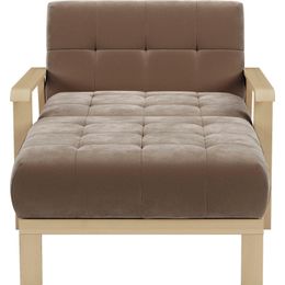 Sit & More Recamiere SIT & MORE "Billund", braun (chocco), B:109cm H:88cm T:185cm, 100% Polyester, Sofas, Armlehnen aus Buchenholz in natur, verschiedene Bezüge und Farben