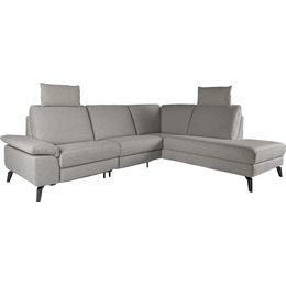 Ecksofa Alina, grau (hellgrau gba 9), B:243cm H:118cm T:210cm, Struktur GBA (100% Polyester), Sofas, Ecksofa, inkl. Kopfst&uuml;tzen, wahlweise mit Relaxfunktion, Breite: 243 cm