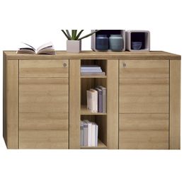 Sideboard Home Affaire "Larona, zeitlose Kommode mit 2 Türen, Türkommode, Breite 155 cm" Sideboards Gr. B/H/T: 155 cm x 84,9 cm x 37,1 cm, braun (eichefarben riviera) Höhe 84 cm, viel Stauraum, Anrichte mit dekorativer Rahmenoptik