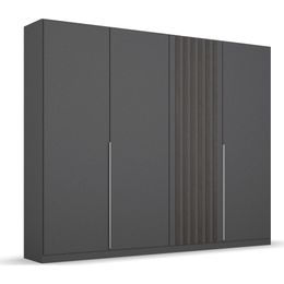 Drehtürenschrank Rauch "Kleiderschrank Schrank Garderobe Garderobenschrank LAMELLA" Schränke Gr. B/H/T: 226,0 cm x 210,0 cm x 54,0 cm, 4 St., grau (graumetallic, black oak) mit eleganter Lamellenabsetzung MADE IN GERMANY