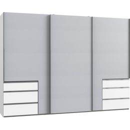 Schwebetürenschrank wimex "Level by fresh to go" Schränke Gr. B/H/T: 300 cm x 216 cm x 65 cm, 3 St., weiß (weiß, light grey)